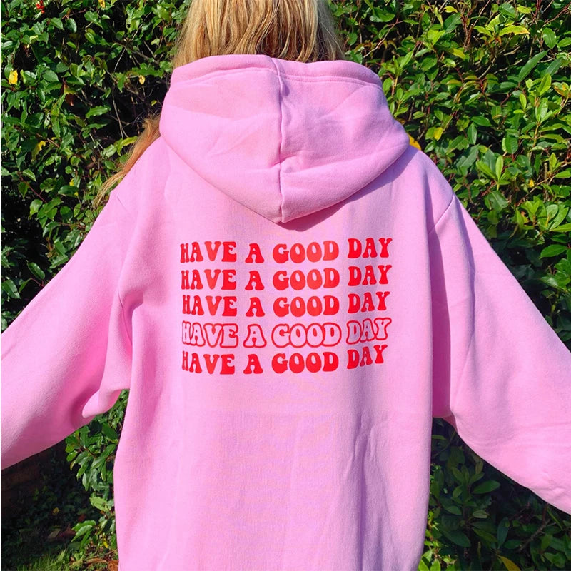 Have A Good Day Back Preppy Aesthetic Pink Hoodie – The Preppy Place