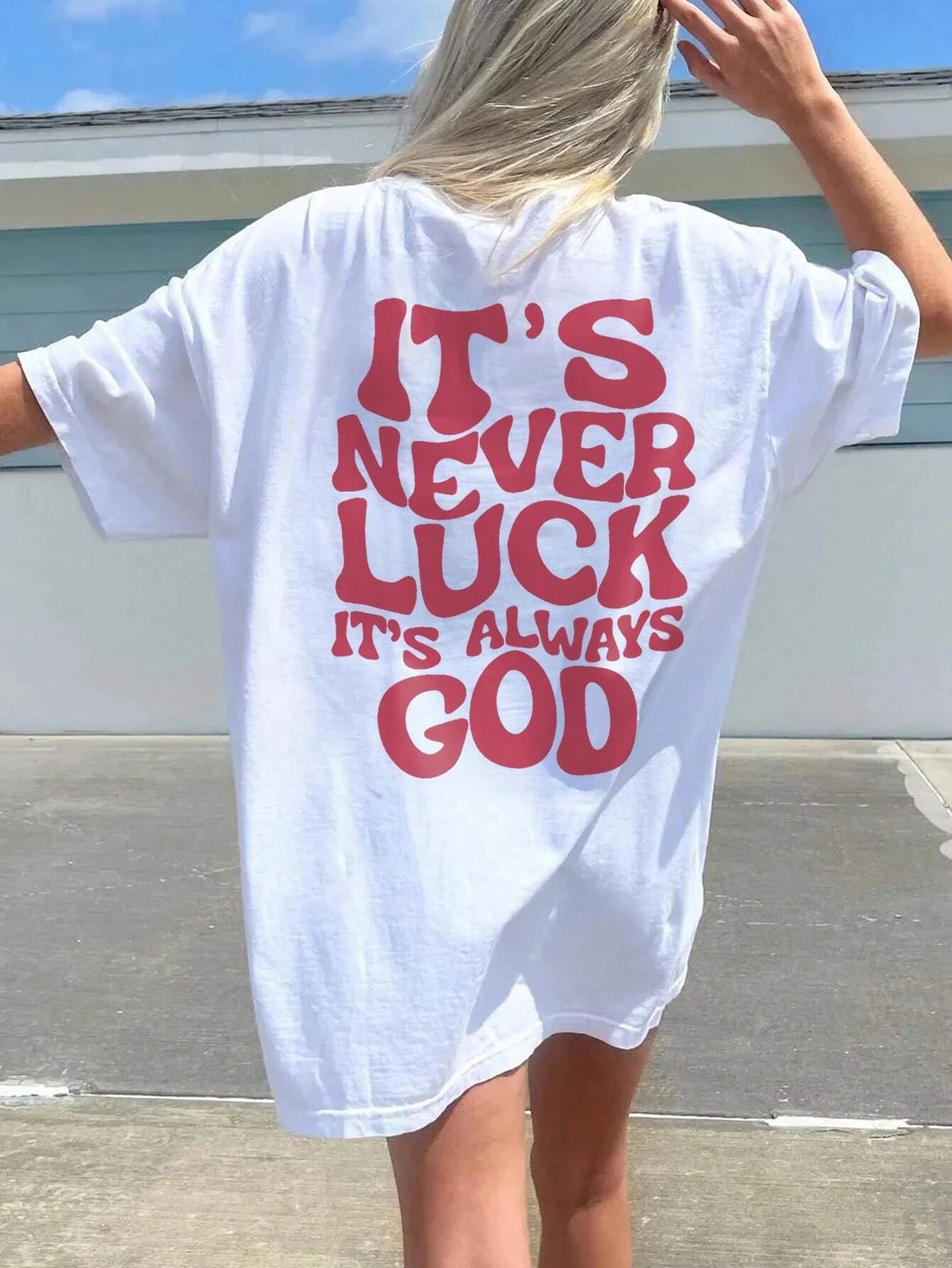 It's Never Luck It's Always God Preppy Aesthetic Christian Summer Grap ...