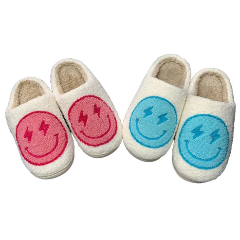 Smiley Face Lightning Blue/ Pink Preppy Aesthetic Slippers – The Preppy ...