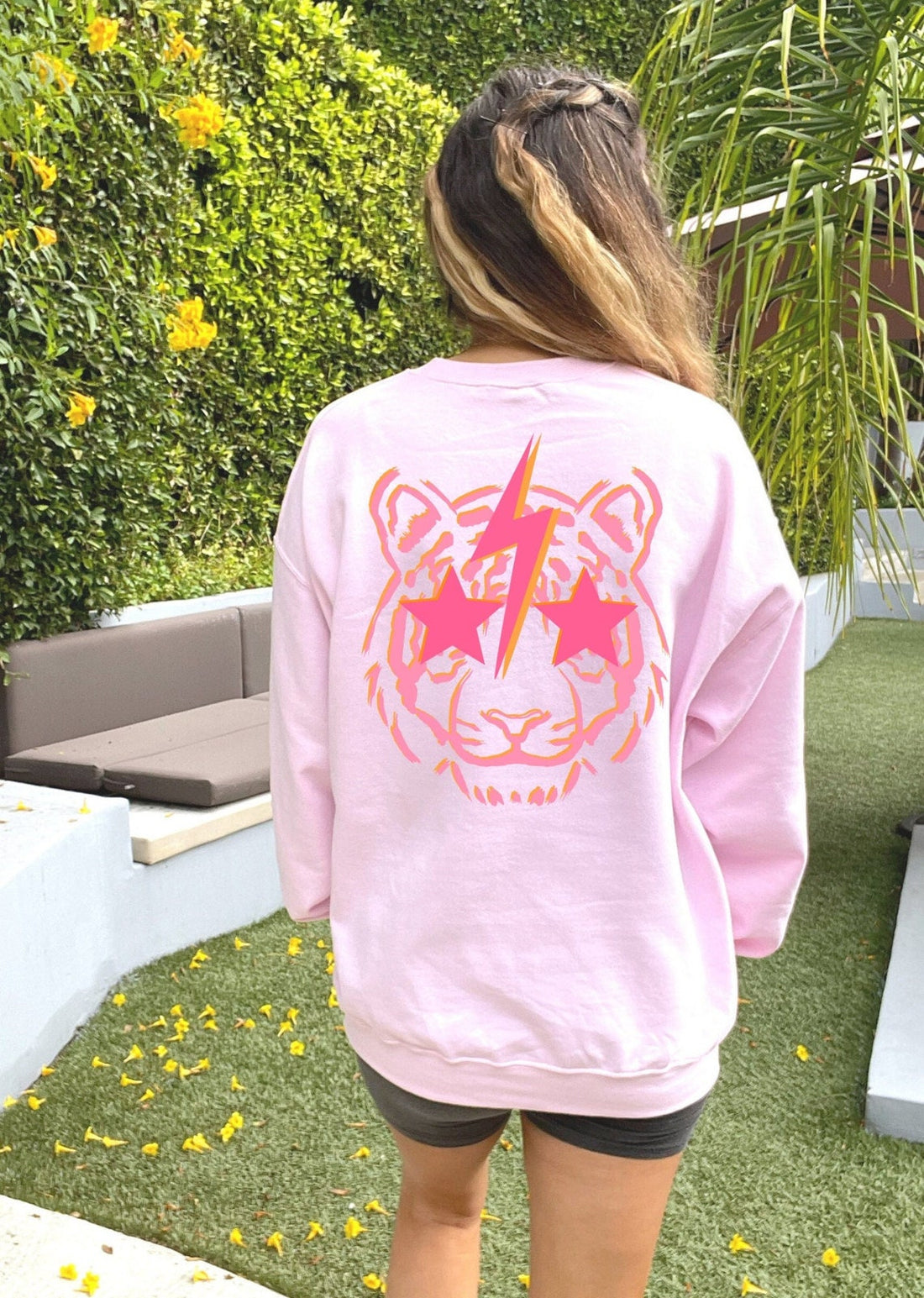 Preppy Aesthetic Lightning Tiger with Stars Crewneck Sweater – The ...